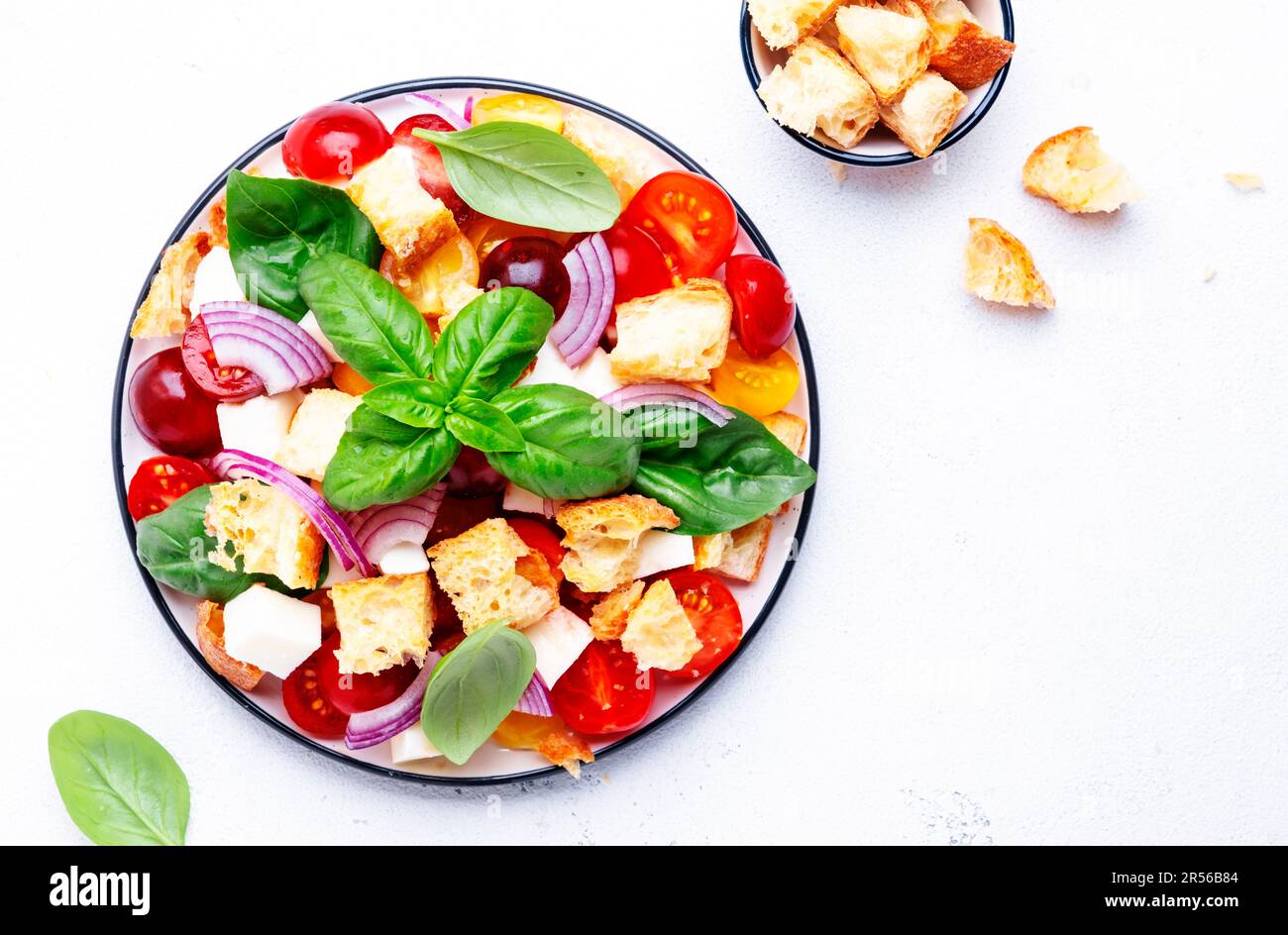 Panzanella italian vegetable salad with stale bread, colorful tomatoes ...