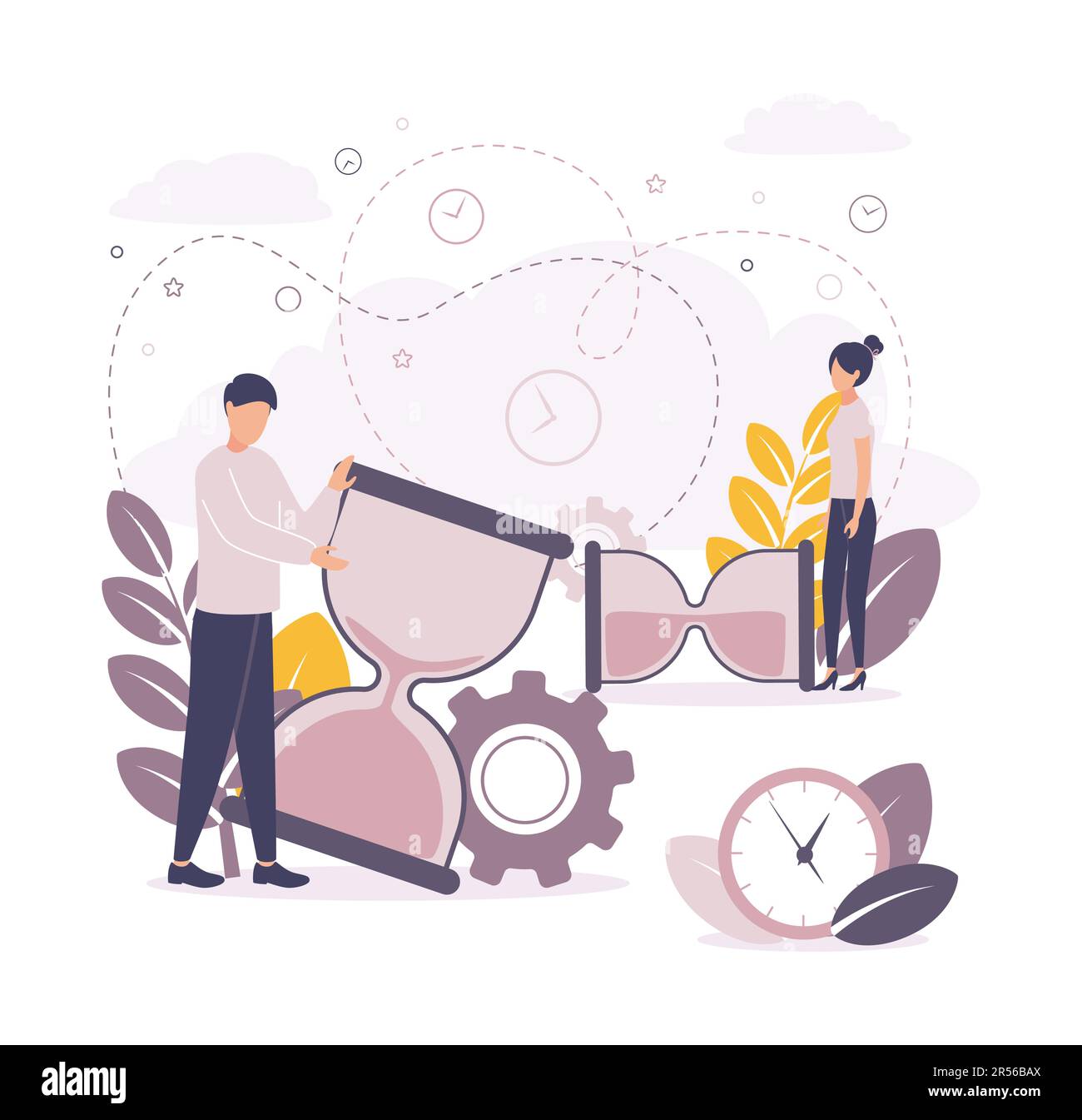 Time management illustration. Illustration of a man holding a large ...