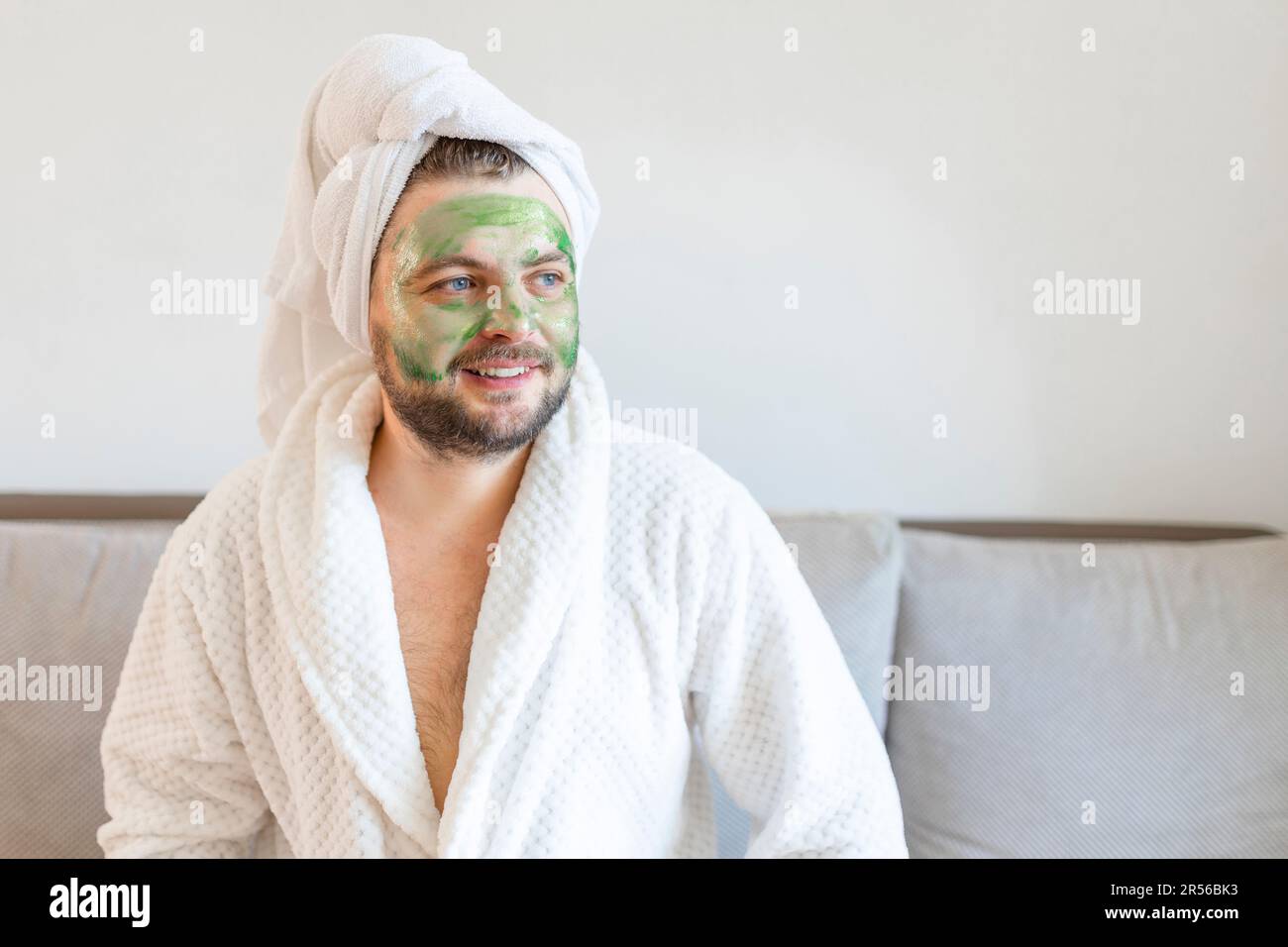 Surprised guy spends hours treating and caring for his skin, applies ...