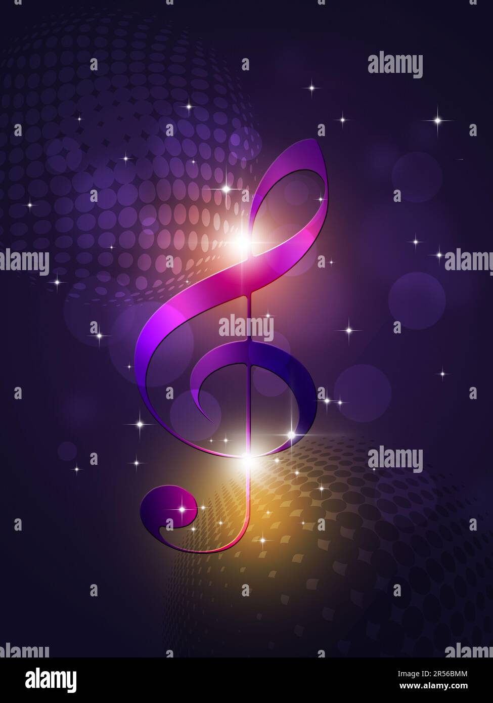 retro bright neon bakcground with big muisc note for music cards ...