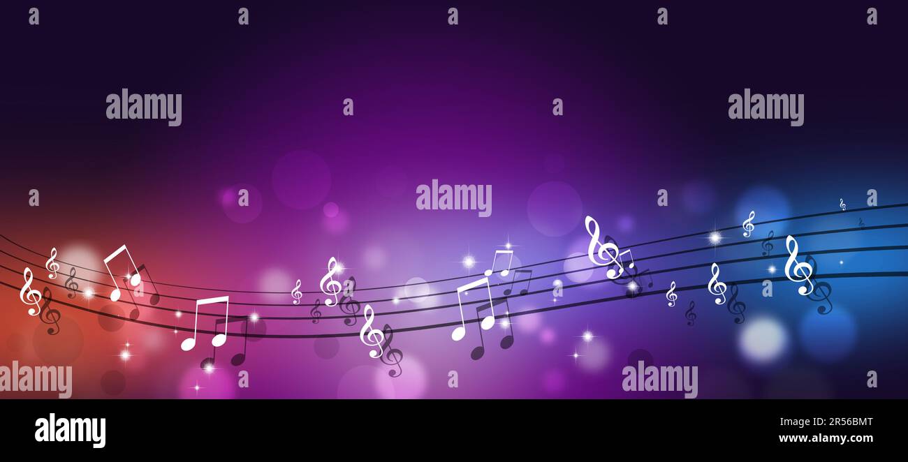 colorful multicolor music notes banner for party posters and ...