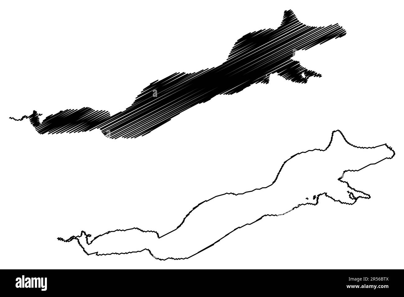 Lake Hornindalsvatnet (Kingdom of Norway) map vector illustration ...