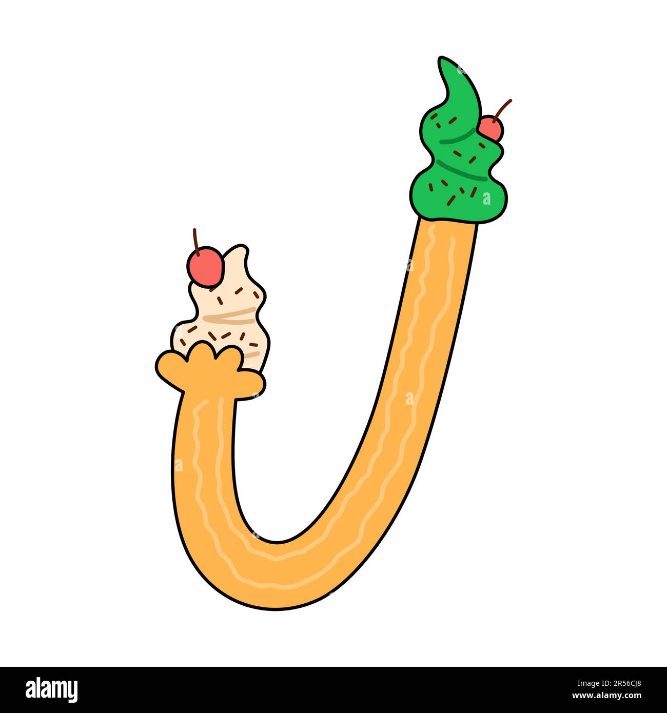J-cone ice cream. Jipangyi corn pipe Korean snack. Vector illustration ...