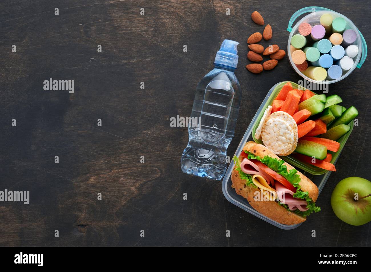 Healthy food for school lunch concept. Healthy bread, meat sandwich ...