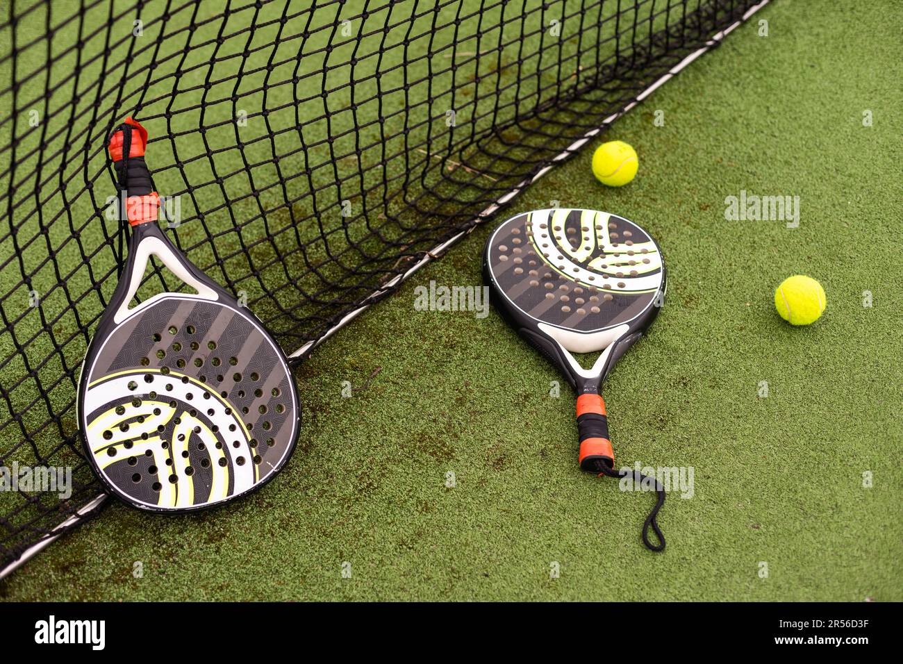 Paddle tennis objects and court Stock Photo - Alamy