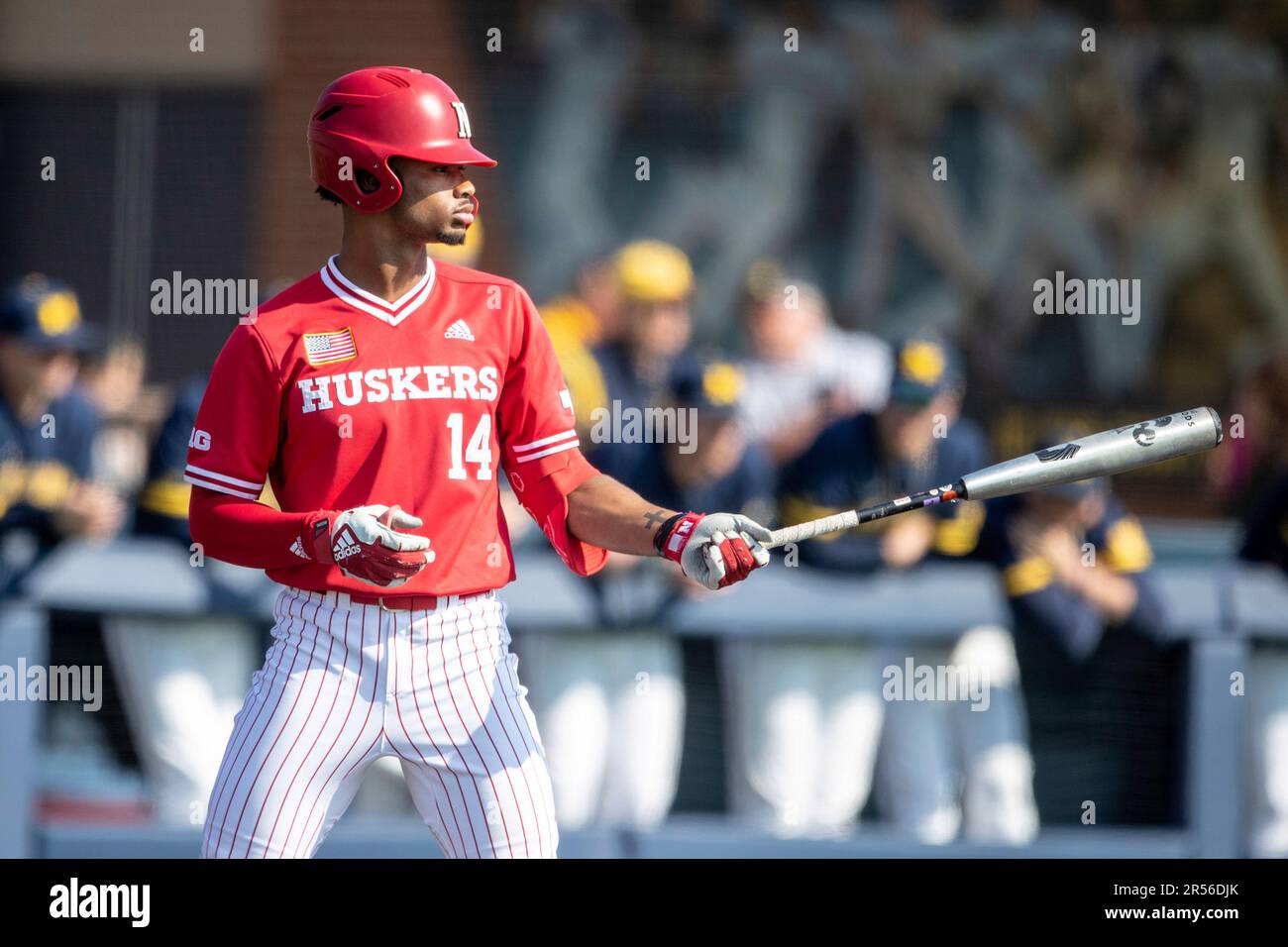Nebraska Cornhuskers shortstop Brice Matthews (14) at bat during the ... Nebraska Cornhuskers shortstop Brice Matthews (14) at bat during the ...