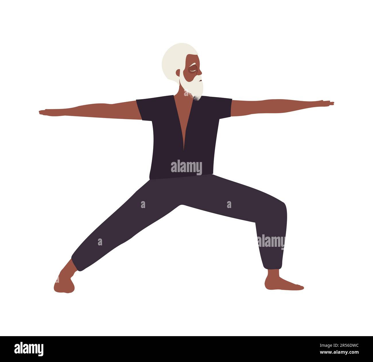 Senior old black man doing yoga pose Stock Vector Image & Art - Alamy