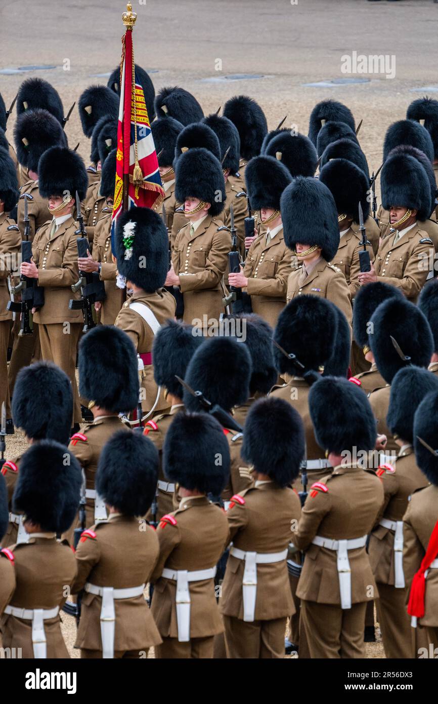 London, UK. 1st June, 2023. The Welsh Guards collect and Troop their ...