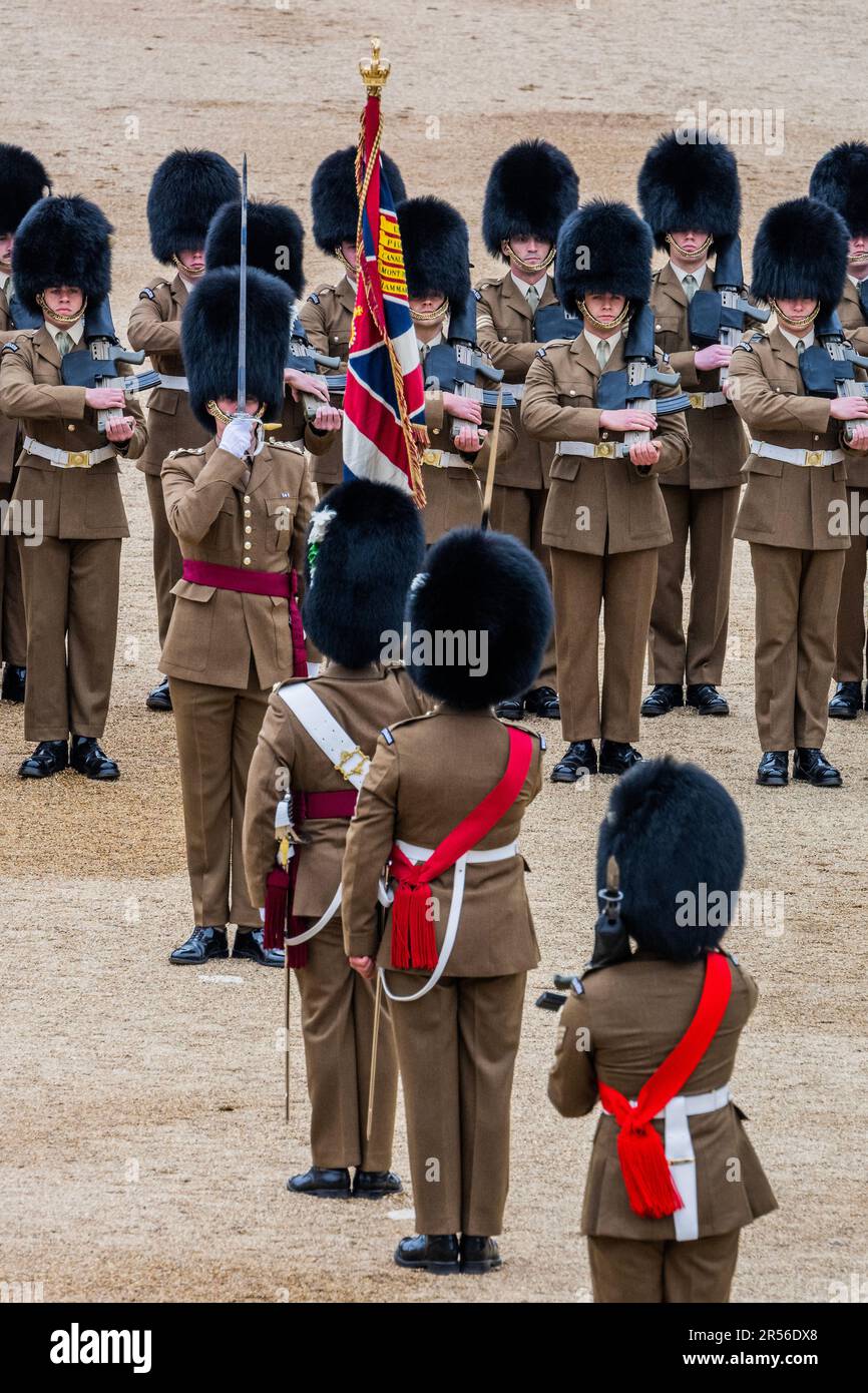 London, UK. 1st June, 2023. The Welsh Guards collect and Troop their ...