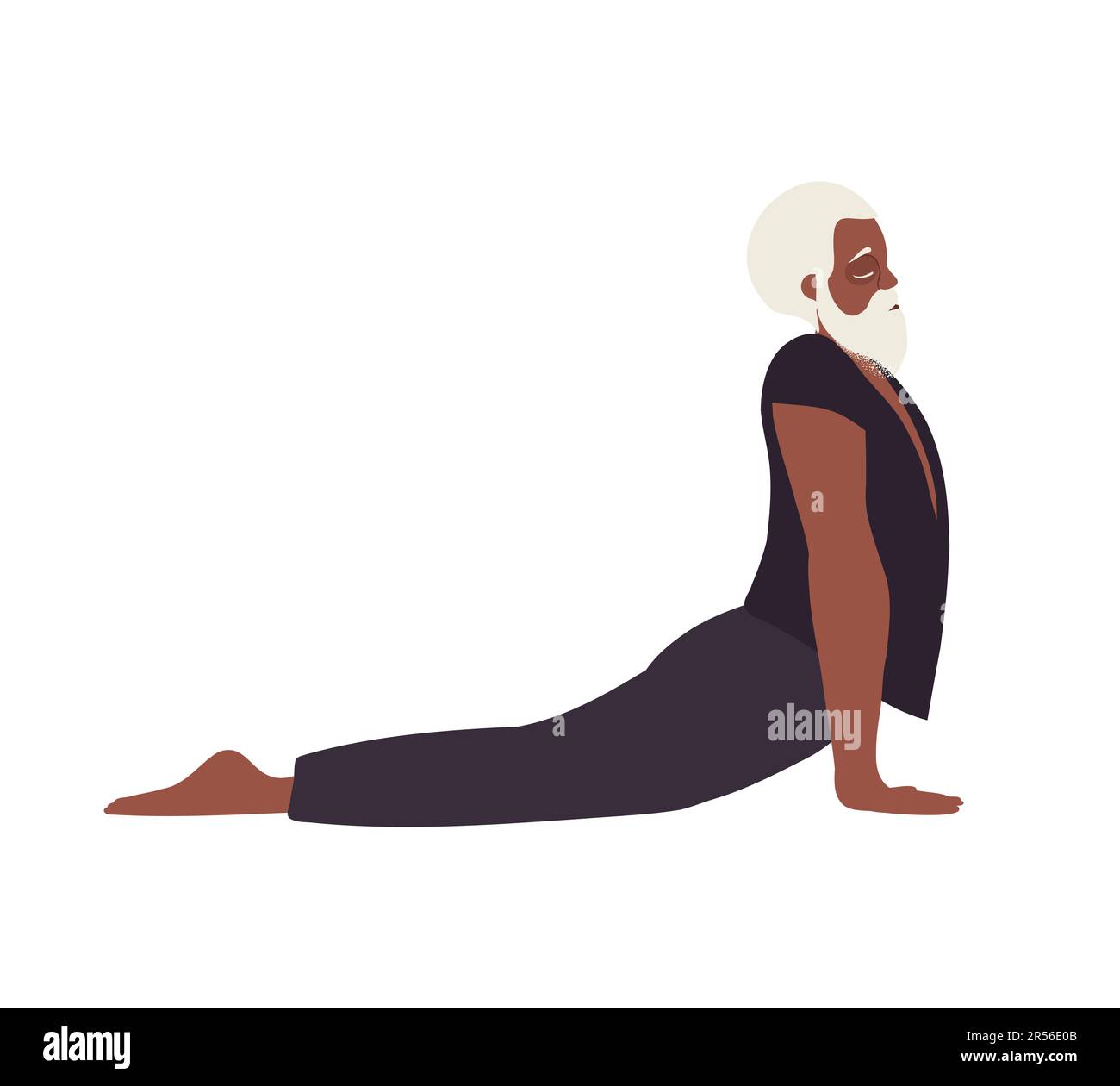 Senior old black man doing yoga pose Stock Vector Image & Art - Alamy