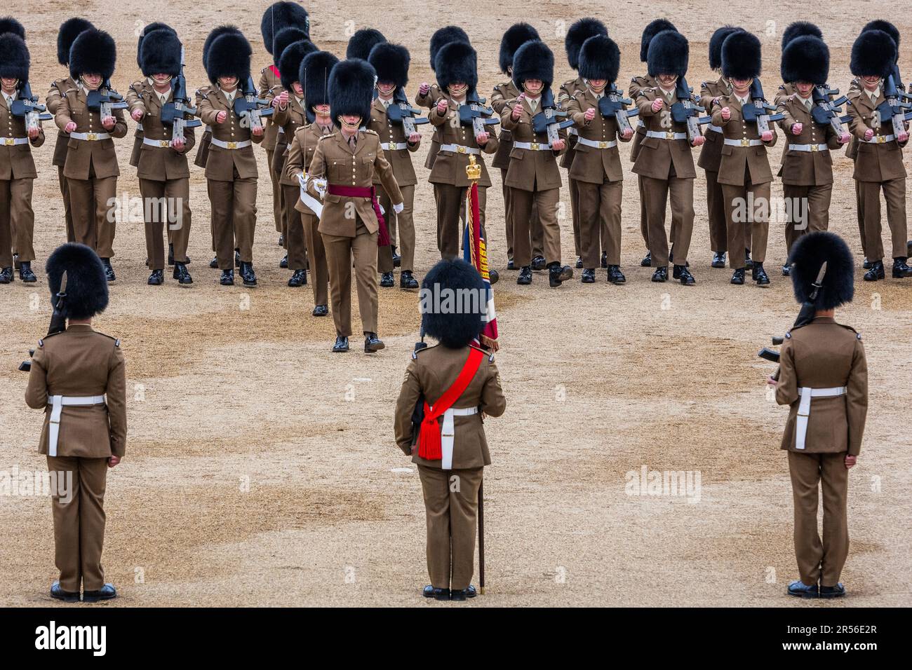 London, UK. 1st June, 2023. The Welsh Guards collect and Troop their ...