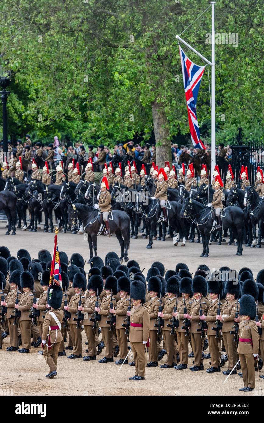 London, UK. 1st June, 2023. The Welsh Guards collect and Troop their ...