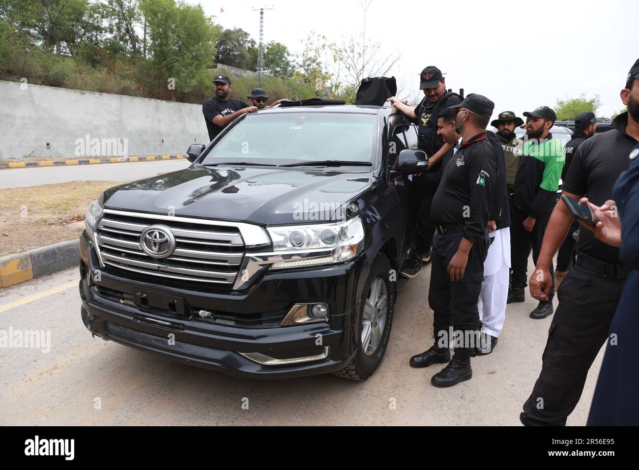 A vehicle carrying former Pakistan's Prime Minister Imran Khan leaves from Islamabad High court ...