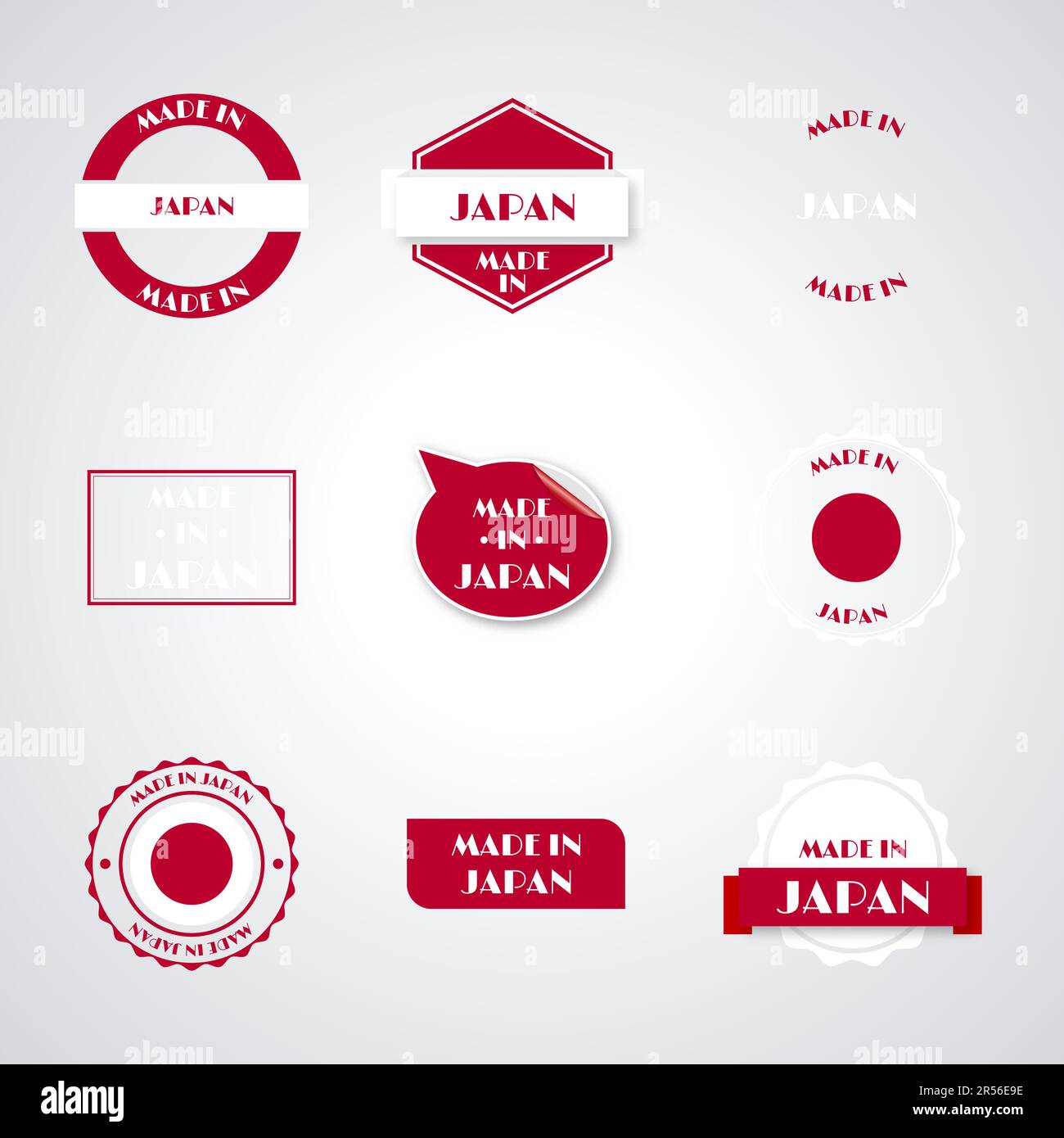 Set of various Made in Japan labels isolated on white background ...
