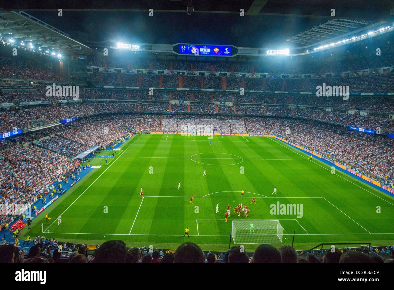 Real Madrid-AS Roma football match. Champions League, Santiago Bernabeu ...