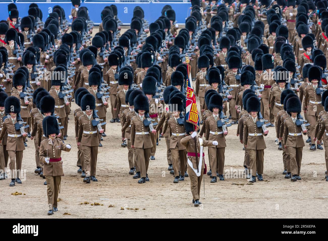 London, UK. 1st June, 2023. The Welsh Guards collect and Troop their ...