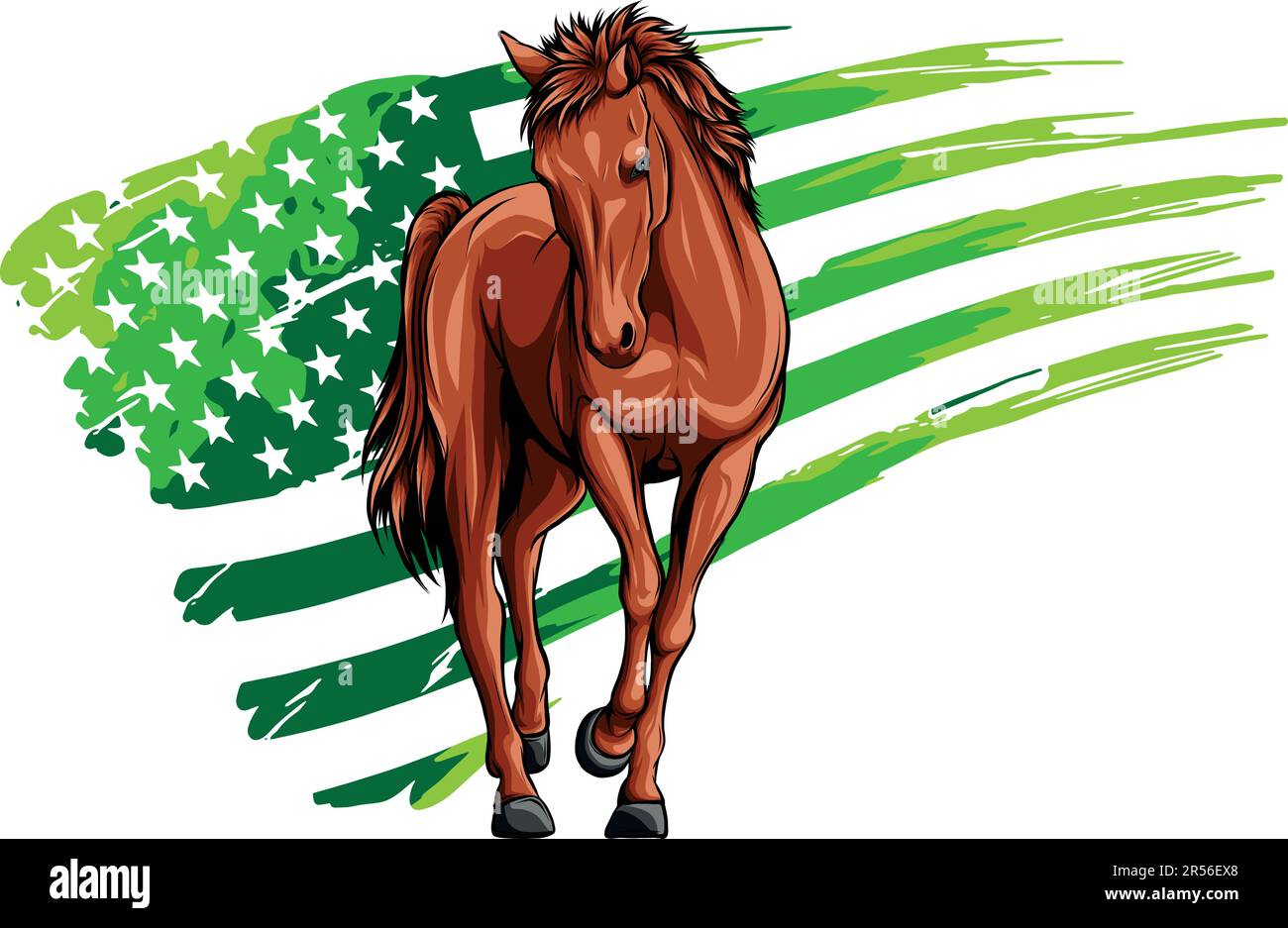 vector illustration of horse with american flag Stock Vector Image ...