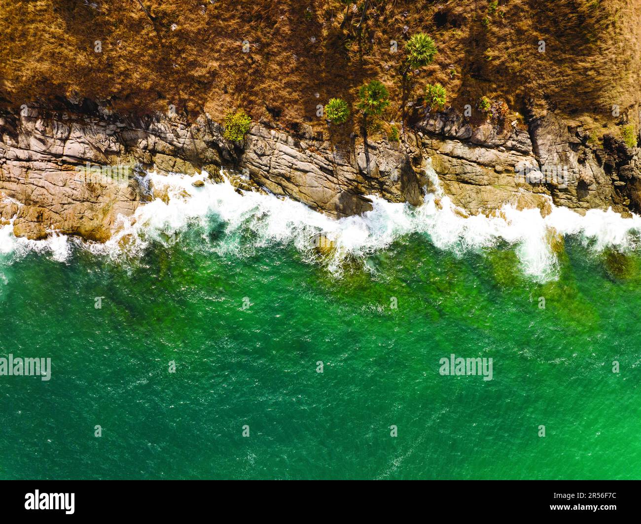 Amazing top view seashore cliff, Aerial view of Tropical sea in the ...