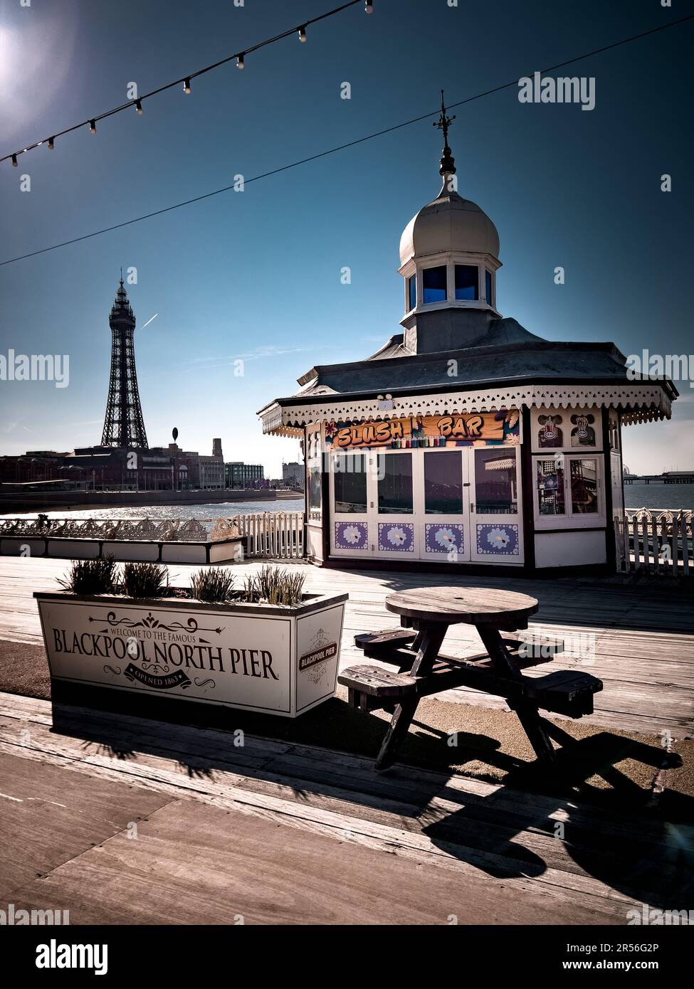Blackpool Tower and North Pier Stock Photo - Alamy