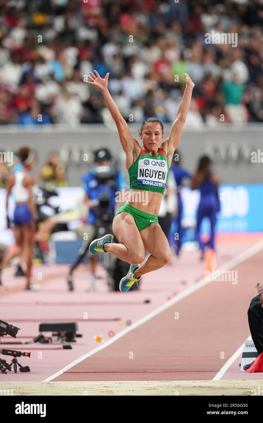 Anasztázia Nguyen in the long jump at the Doha 2019 World Athletics ...