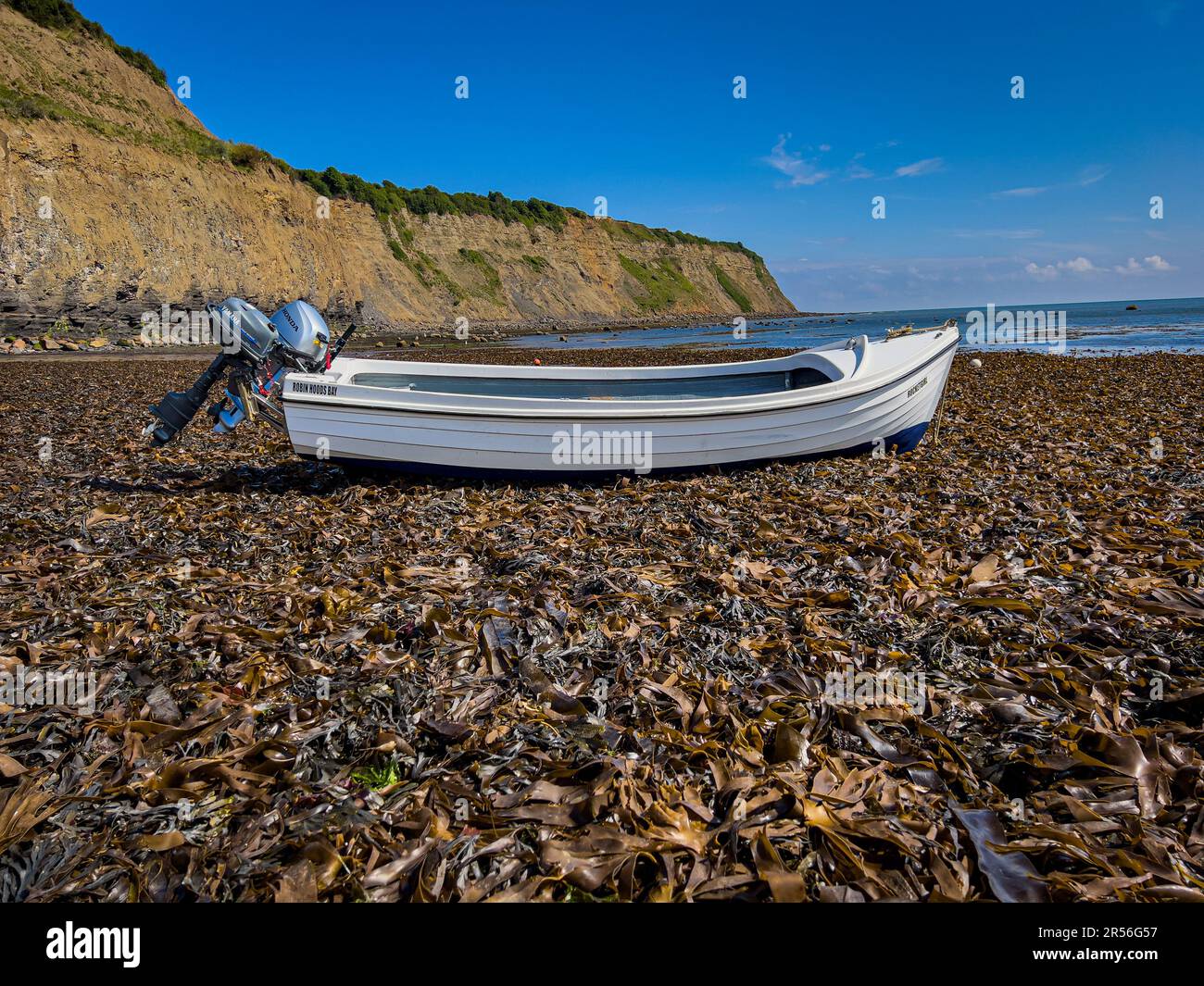 Fishing Boat on Seaweed Stock Photo - Alamy