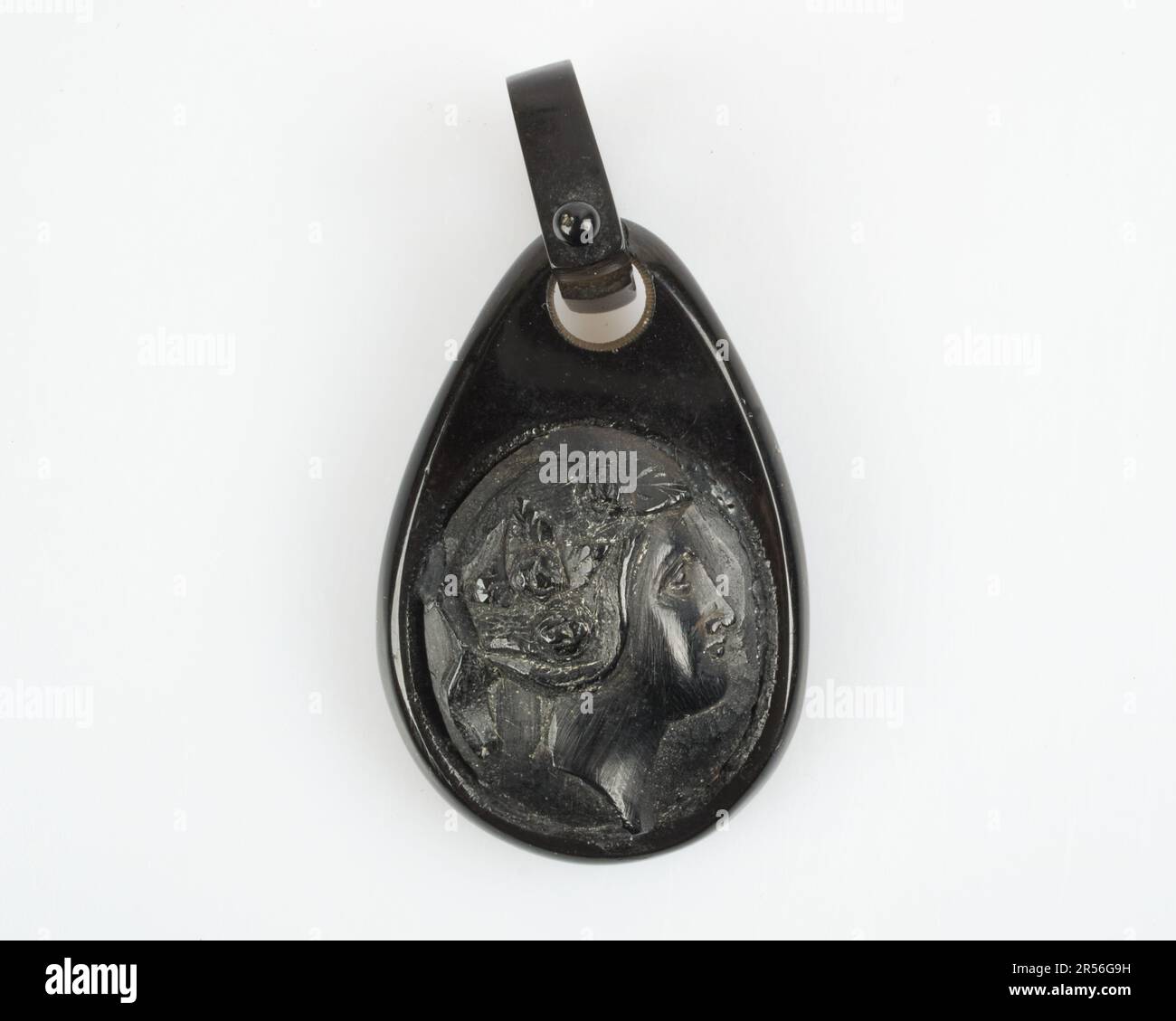Antique 19thc hand carved Whitby jet cameo pendant Stock Photo - Alamy
