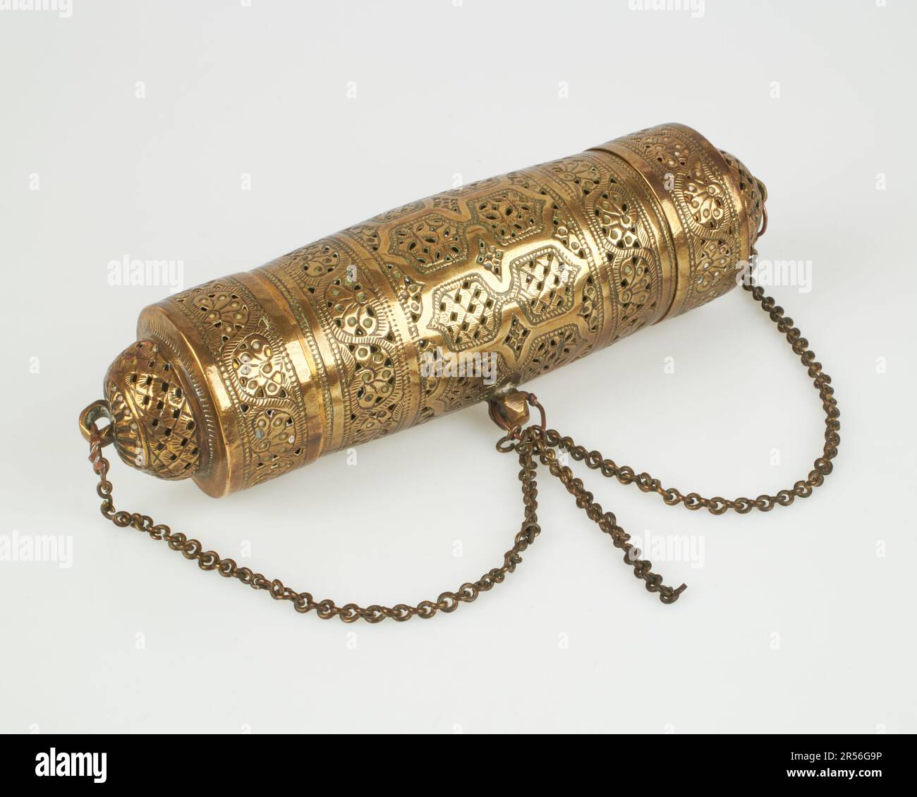 Antique 19thc brass double ended container rattle Stock Photo - Alamy