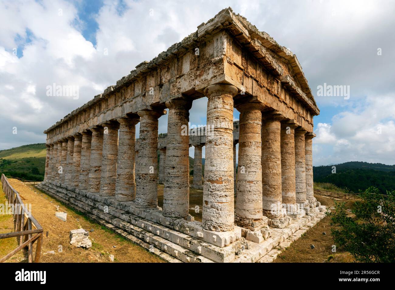 View of Segesta. The Temple Segesta, is the best preserved Greek Doric ...