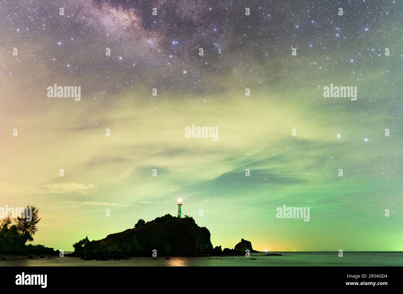 Milky way galaxy stars over lighthouse,Milky Way Galaxy in the Night ...