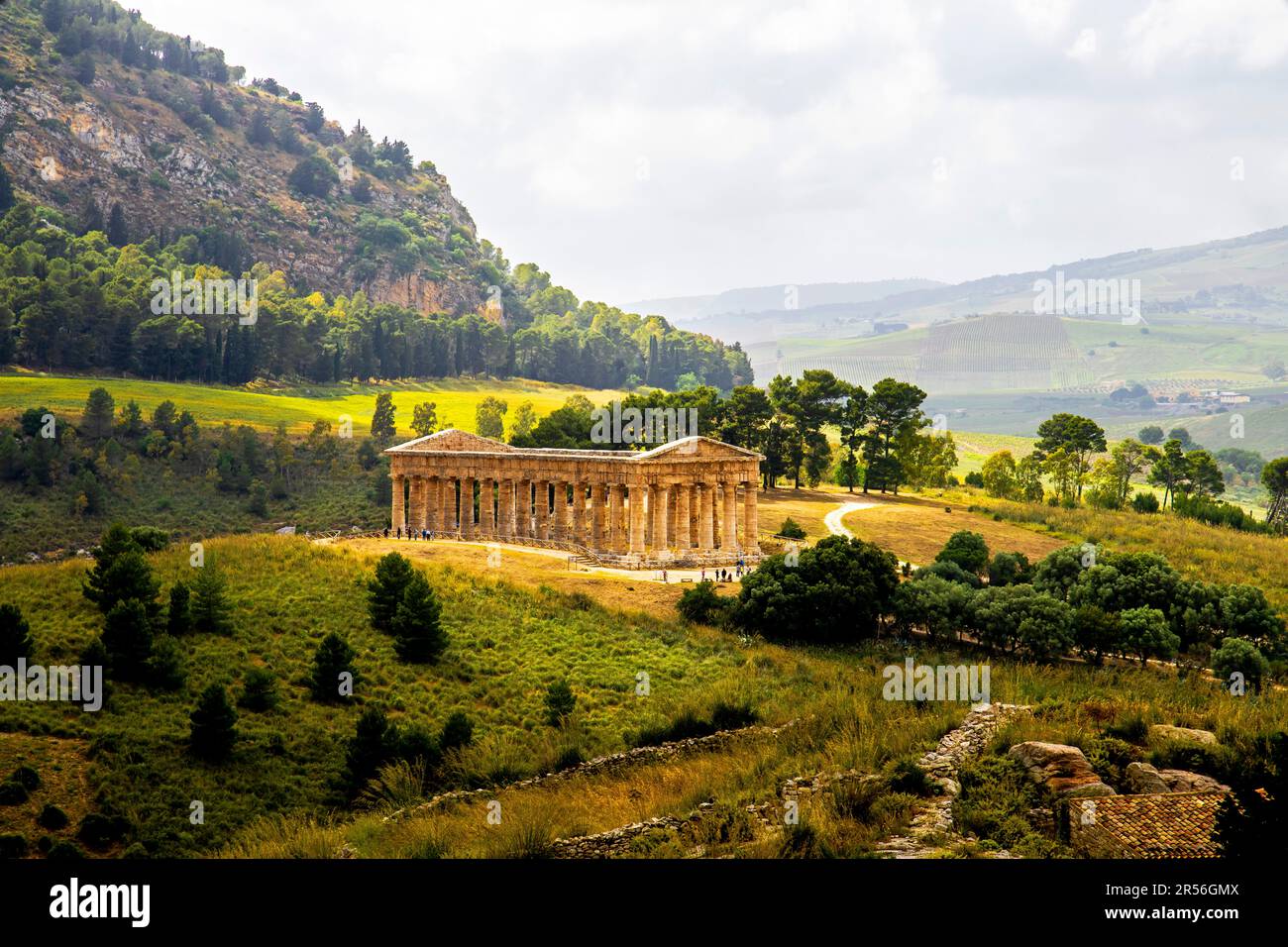 View of Segesta. The Temple Segesta, is the best preserved Greek Doric ...