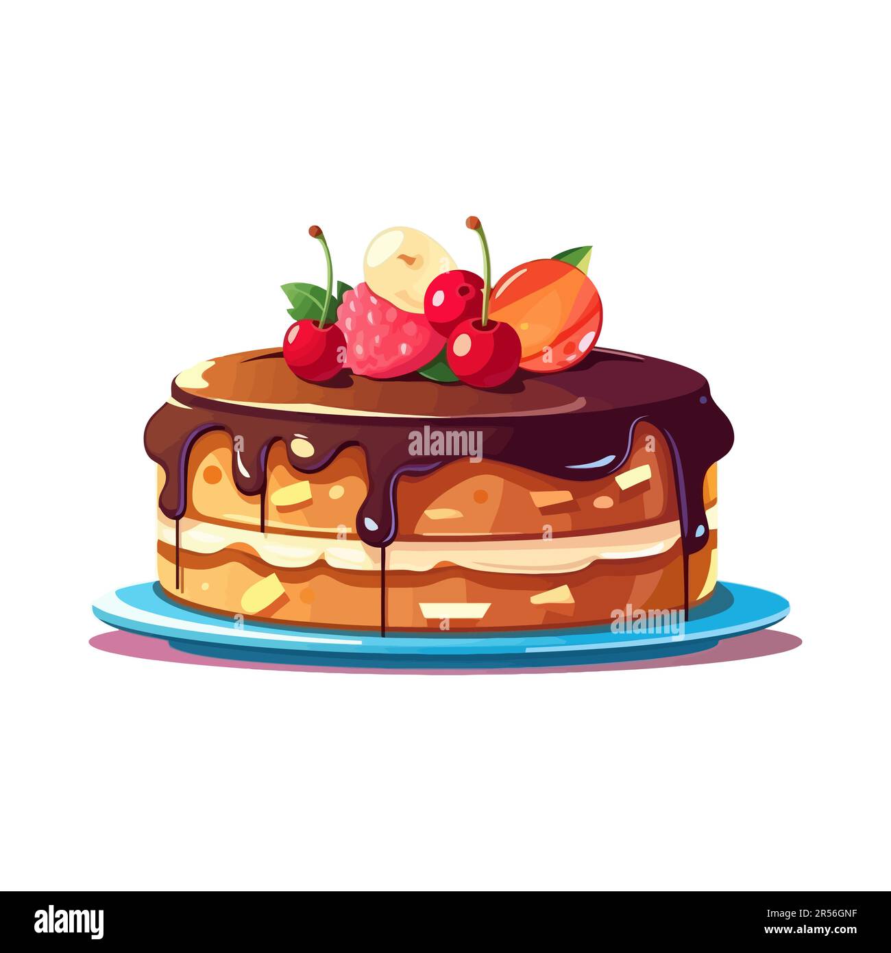 Cartoon cake image. Sweet cake in white background. Sweet celebration ...