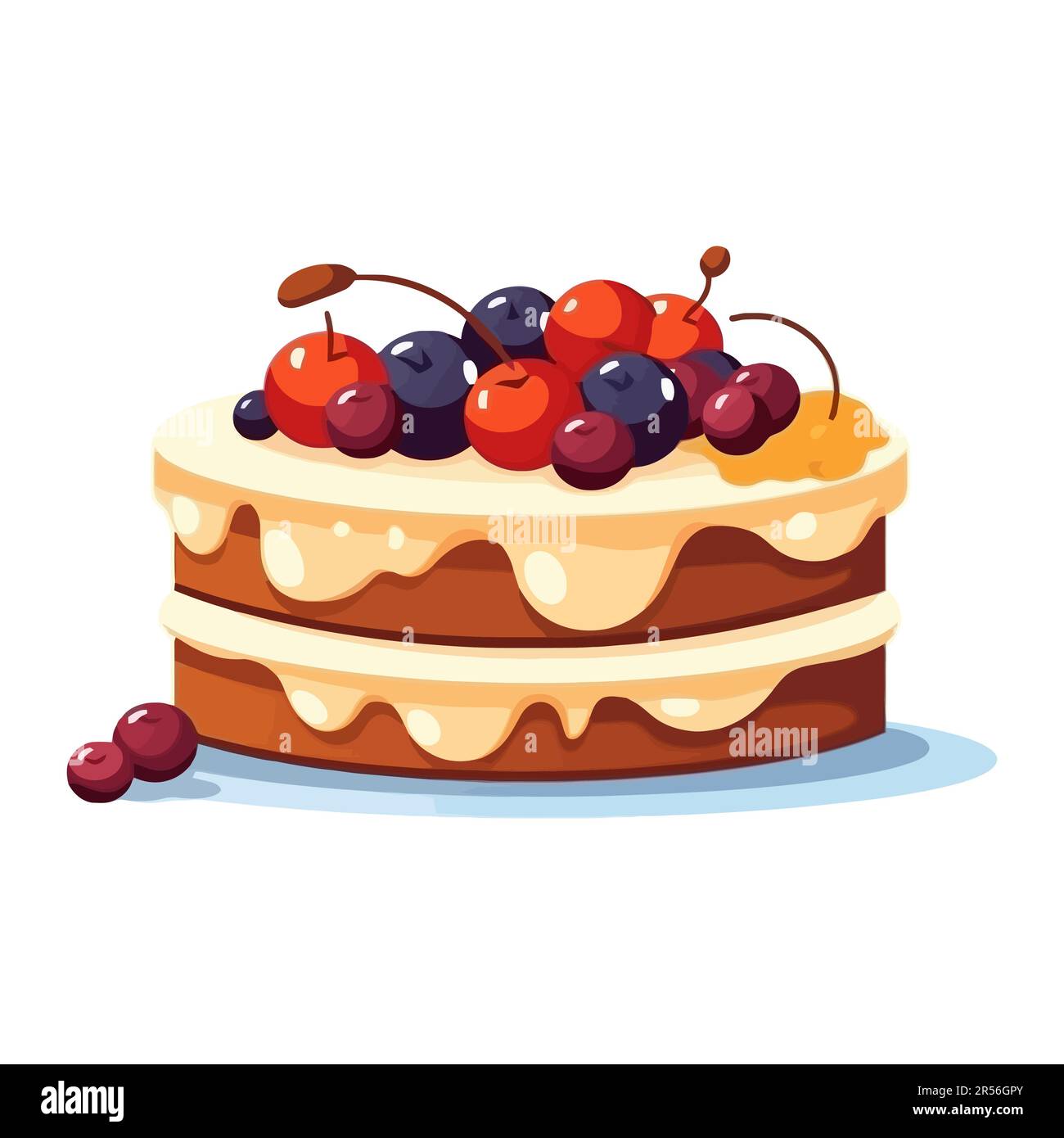 Cartoon cake image. Sweet cake in white background. Sweet celebration ...