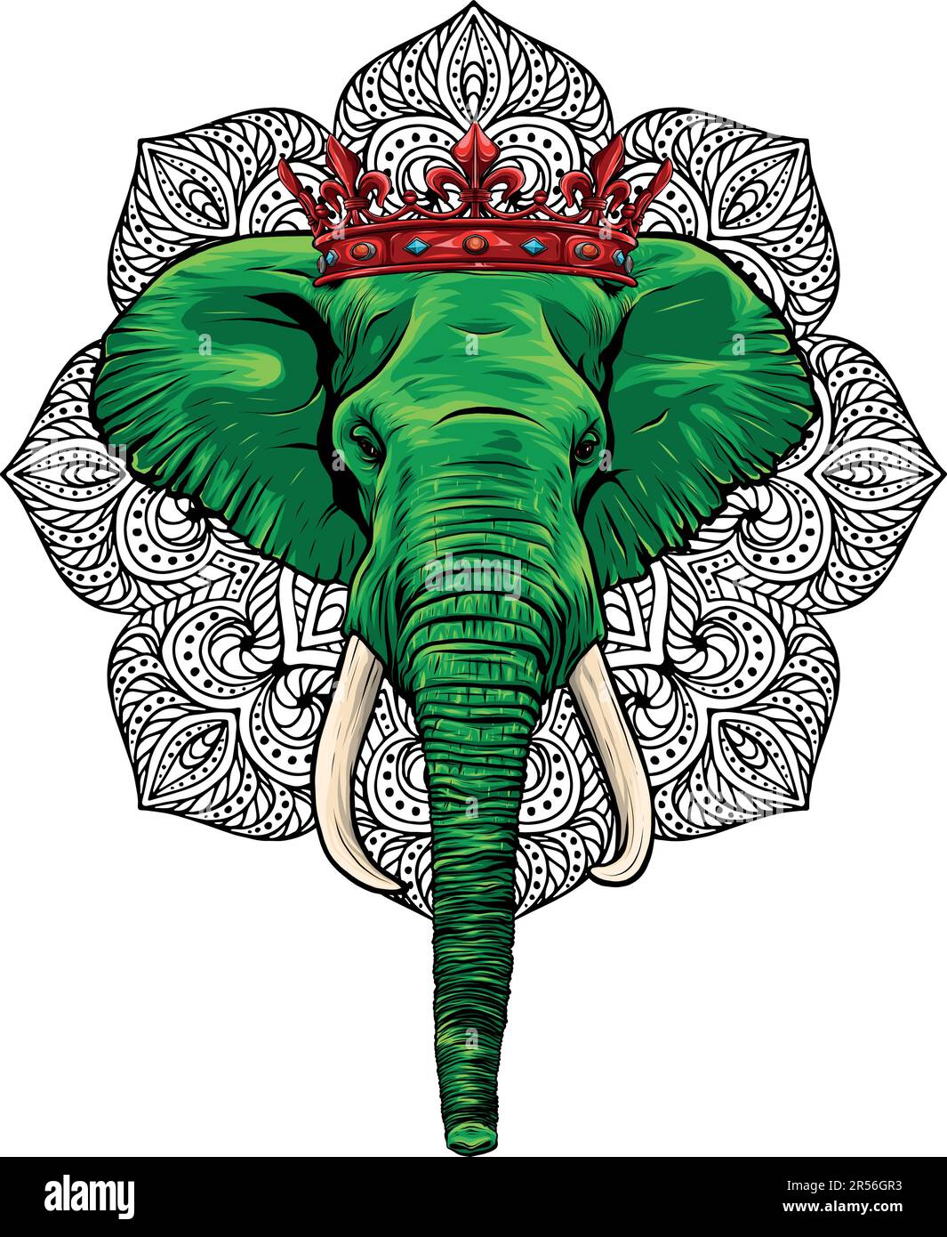 vector illustration of elephant king on white background Stock Vector ...
