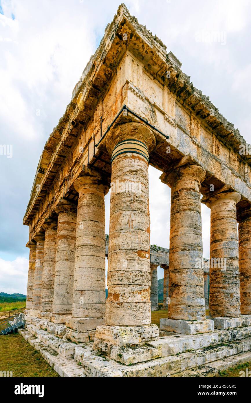 View of Segesta. The Temple Segesta, is the best preserved Greek Doric ...