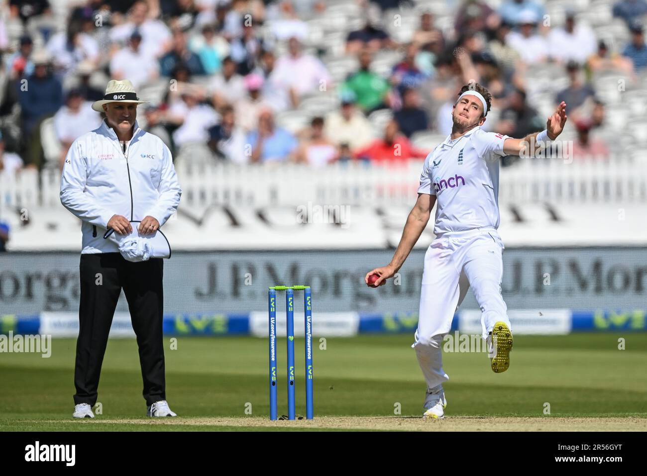 Stuart Broad of England bowls at Curtis Campher of Ireland during the ...