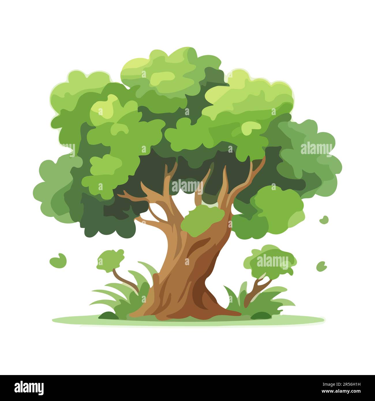 Cartoon green tree. Tree isolated on white background. Green tree for ...