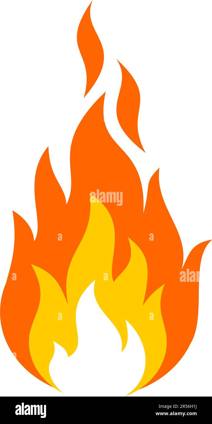 Bonfire orange flame in comic cartoon style. Vector on transparent ...