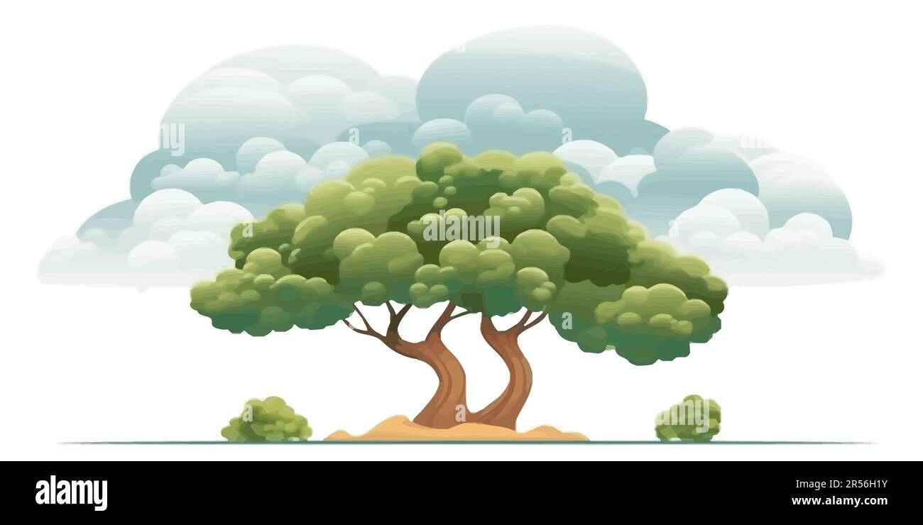 Cartoon green tree. Tree isolated on white background. Green tree for ...