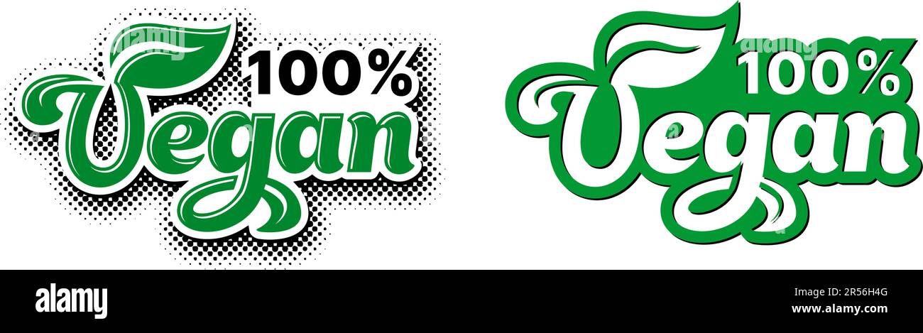 100 vegan vector icon. Vegan food sign with leaves, sticker for cafe ...