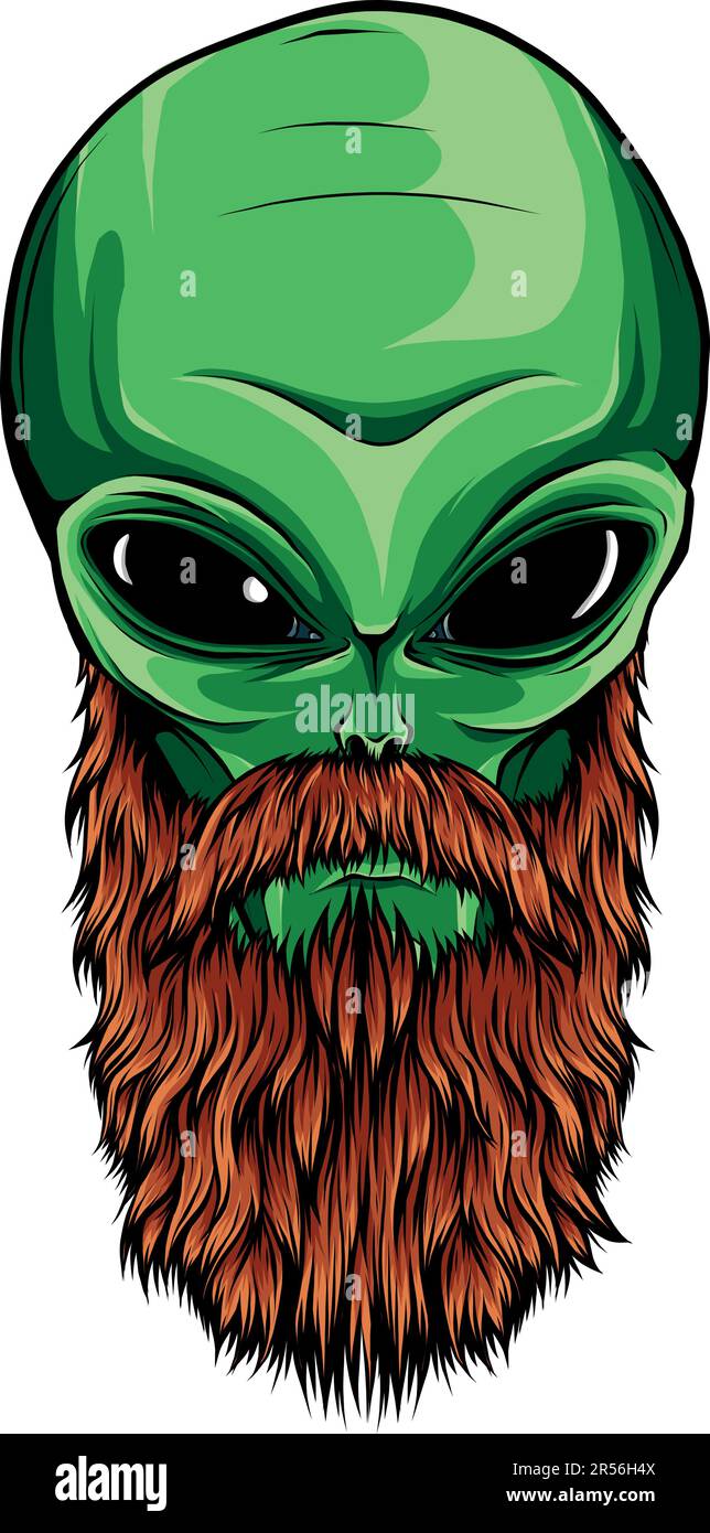 Vector illustration logo design of Alien with beard Stock Vector Image ...