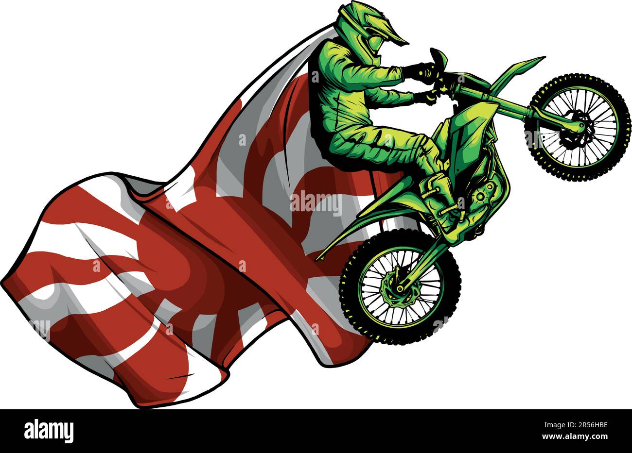 vector illustration of motocross rider and japan flag Stock Vector ...