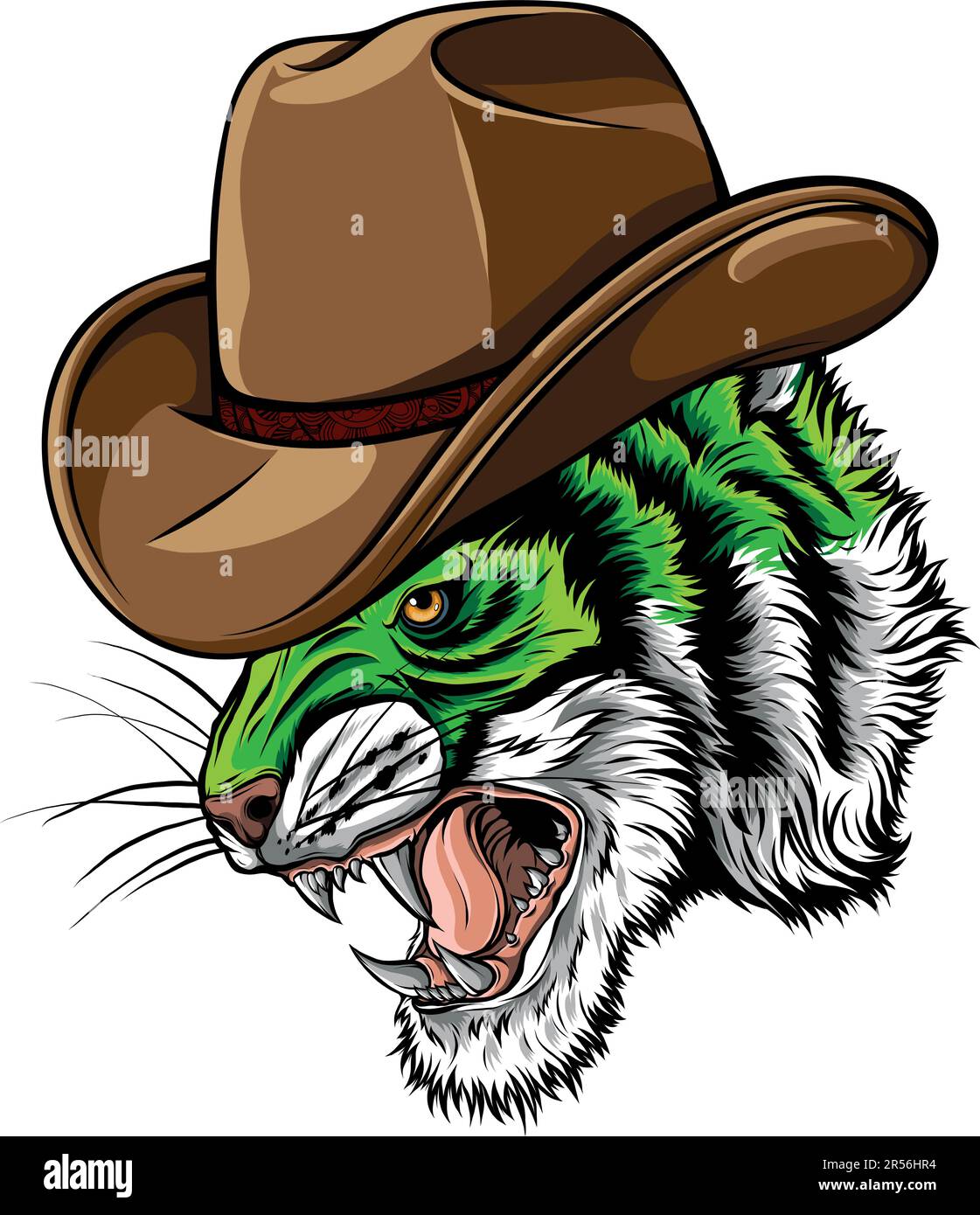 Tiger Cowboy Mascot Logo Design Stock Vector Image & Art - Alamy