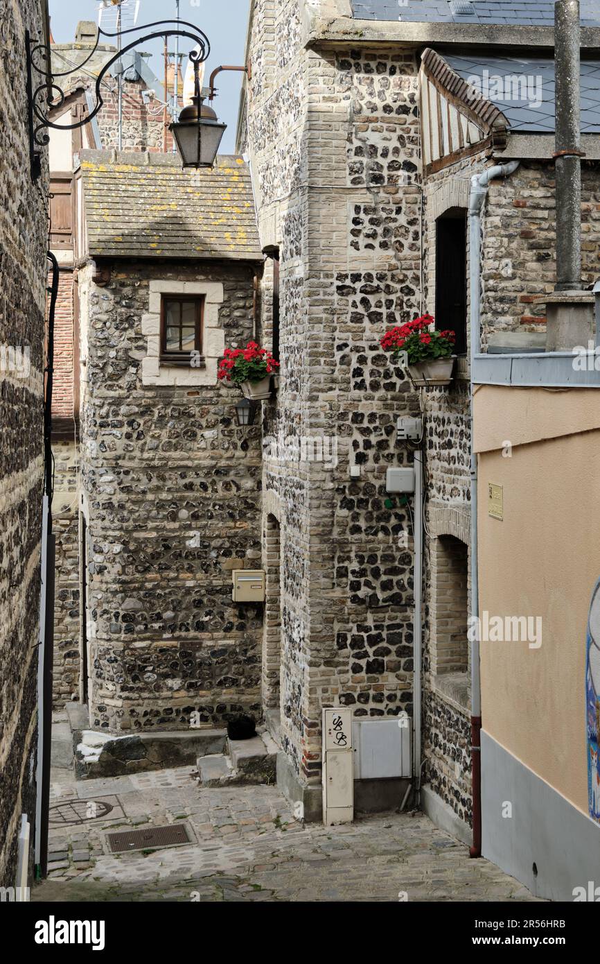 Dieppe, Normandy, France - September 19 2022: Old side-streets in the neighbourhood of Le Pollet ...