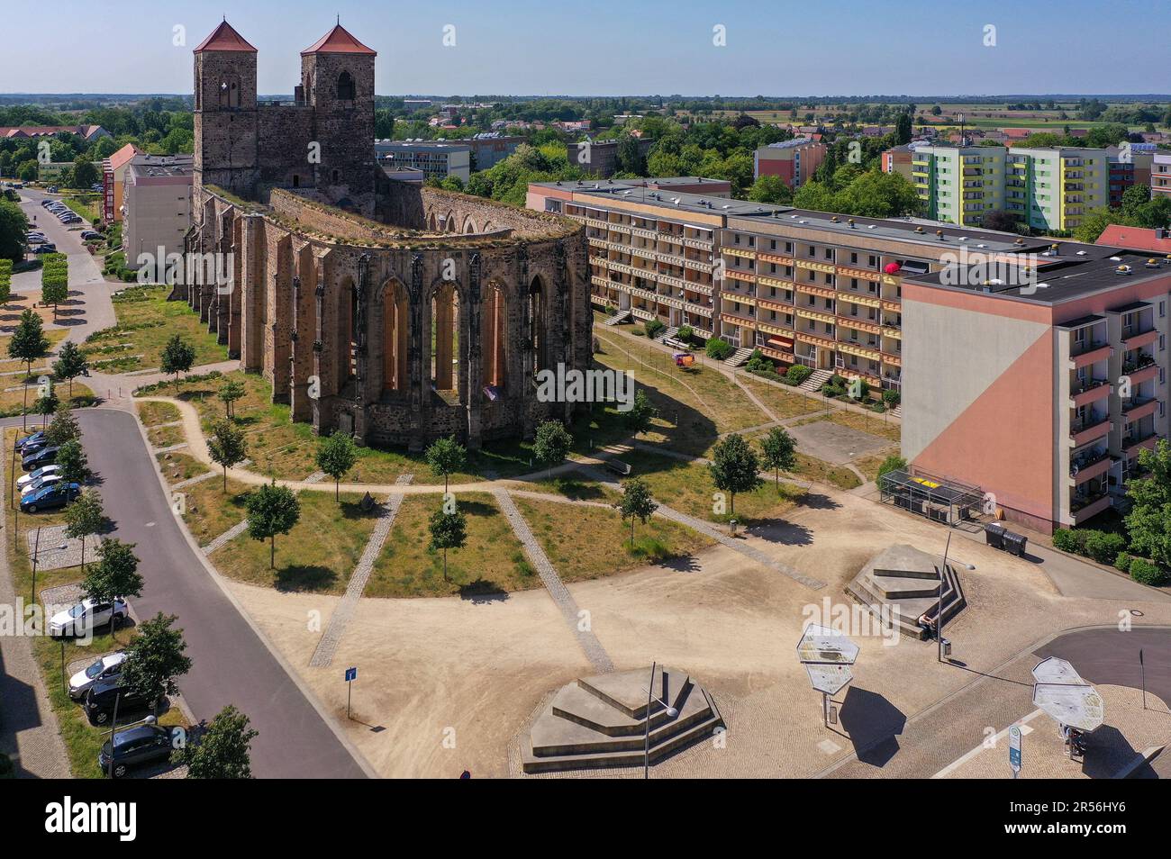 Zerbst, Germany. 01st June, 2023. The ruins of St. Nicolai in the city ...