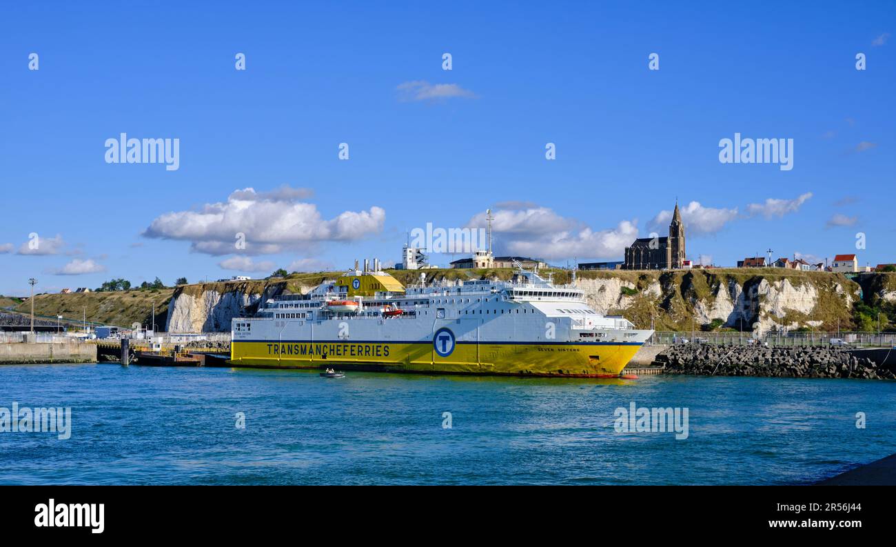 Dieppe, Normandy, France - September 21 2022: The DFDS passenger ferry docked in the Dieppe ...