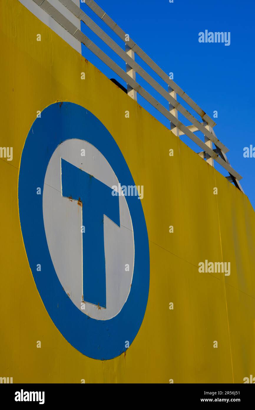 The Transmanche logo on the side of a Newhaven–Dieppe passenger ferry ...