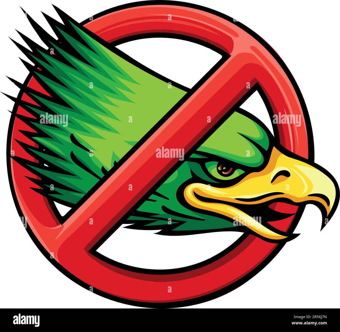 vector illustration of head eagle with forbidden sign Stock Vector ...