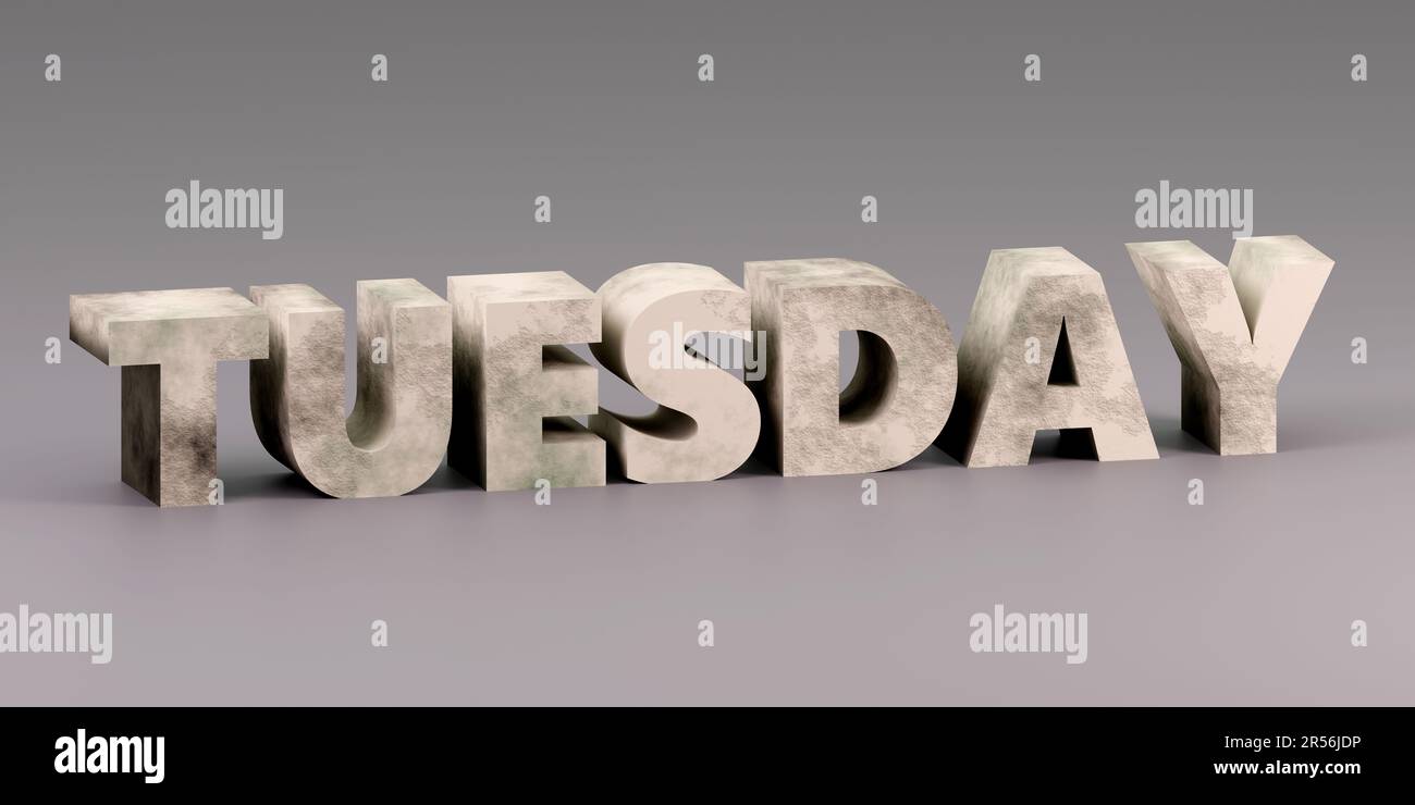 3d Concrete Tuesday on grey background. Sales promotional concept ...
