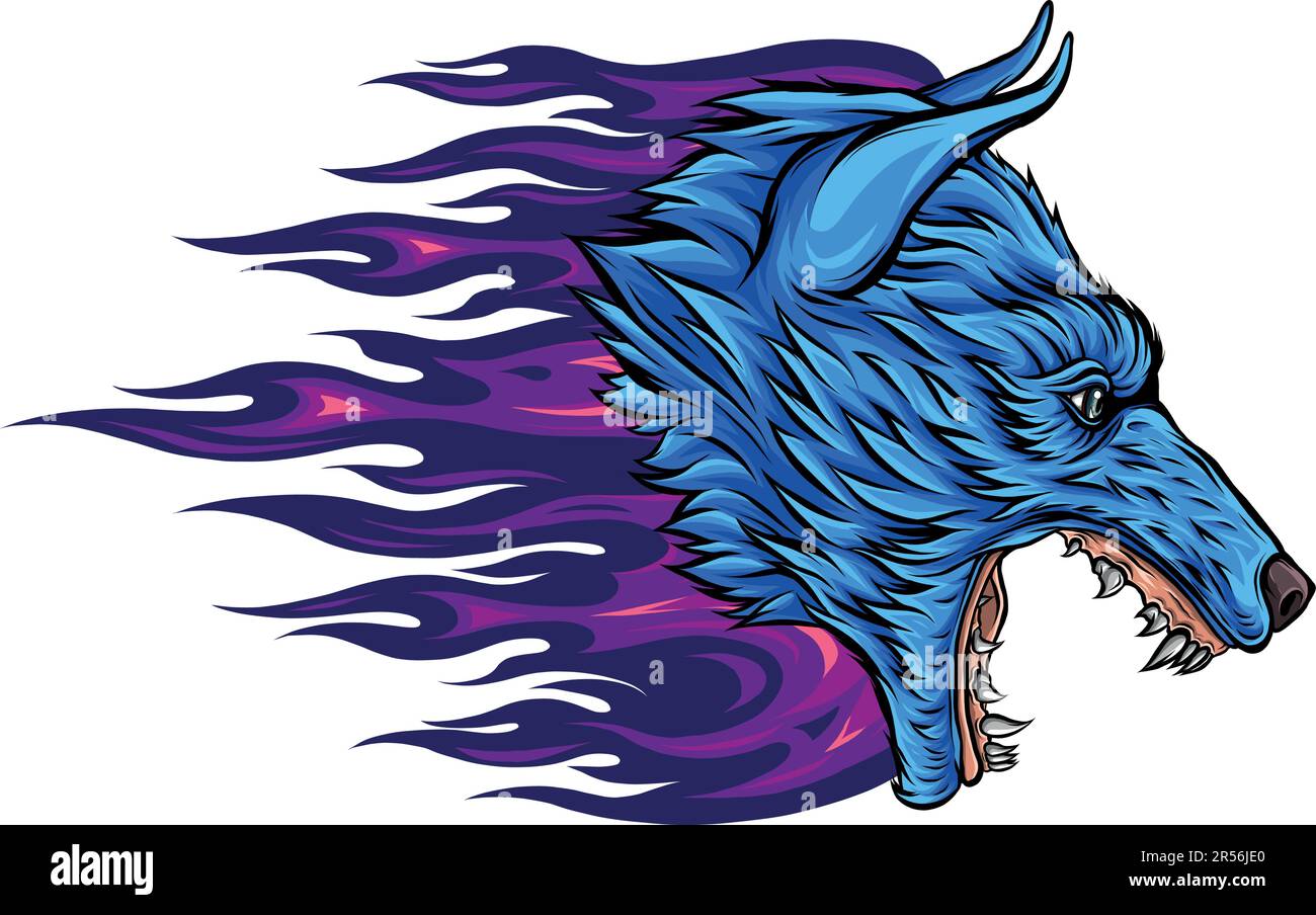 Vector Illustration Of Wolf With Flames Design Stock Vector Image And Art Alamy