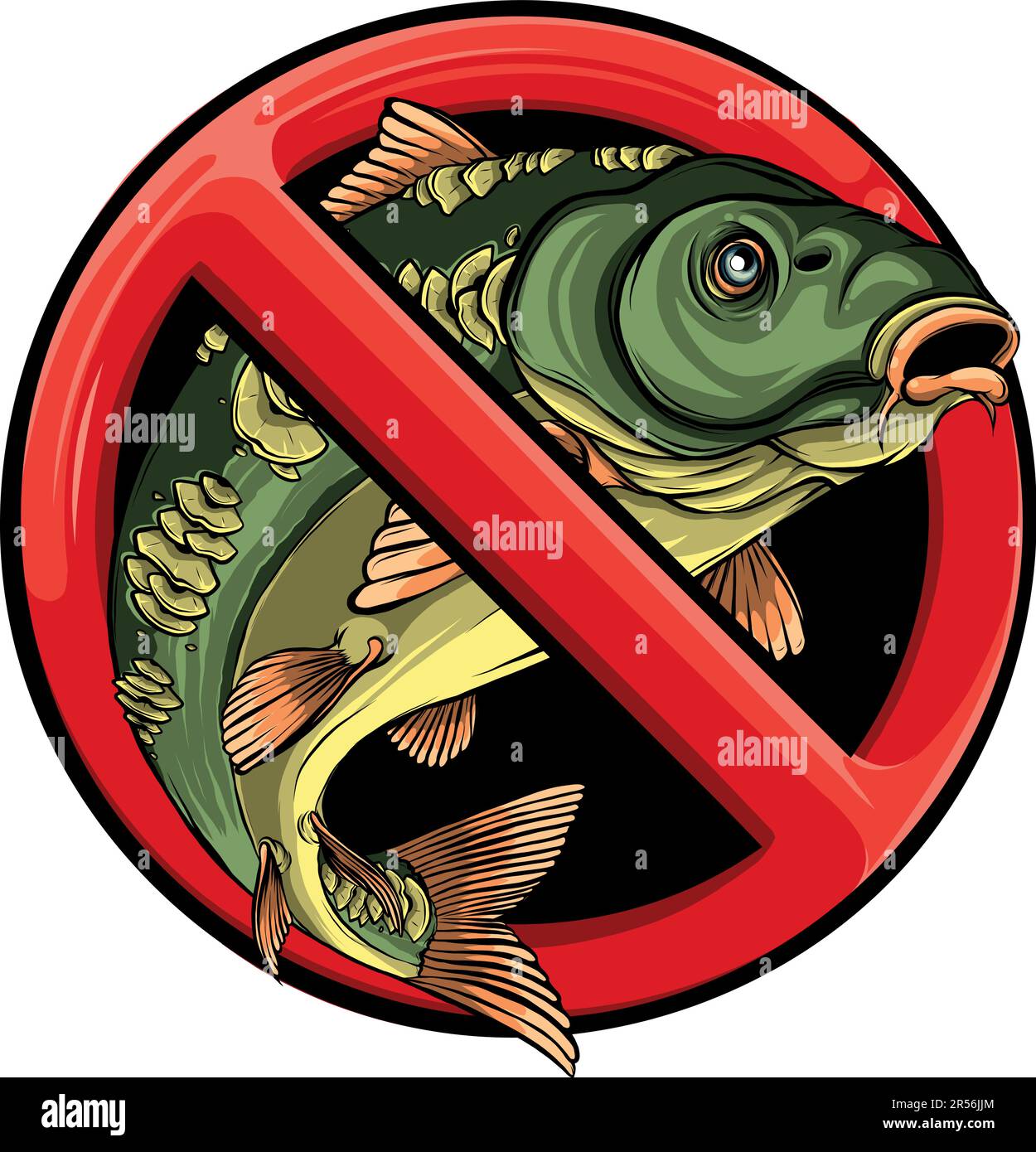 vector No fish forbidden sign symbol on white background Stock Vector ...